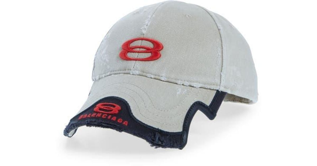 Balenciaga Double Unity Embroidered Distressed Baseball Cap in Gray for ...