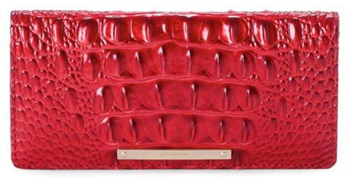 Brahmin Adelle Croc Embossed Leather Bifold Wallet in Red | Lyst