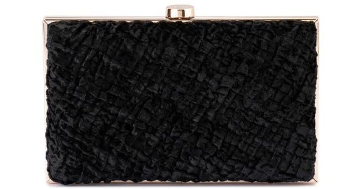 OLGA BERG Hazel Textured Velvet Frame Clutch in Black | Lyst
