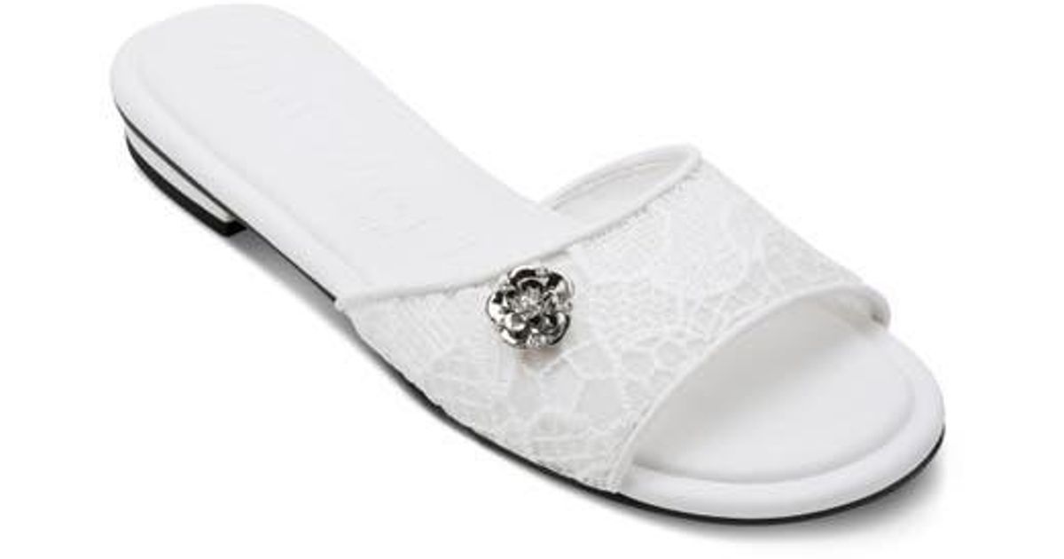 Karl Lagerfeld Celin Slide Sandal in White | Lyst