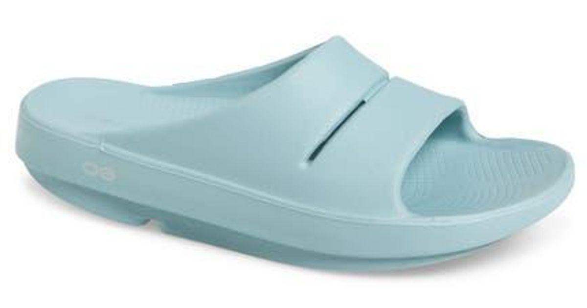 OOFOS Ooahh Slide Sandal in Blue | Lyst
