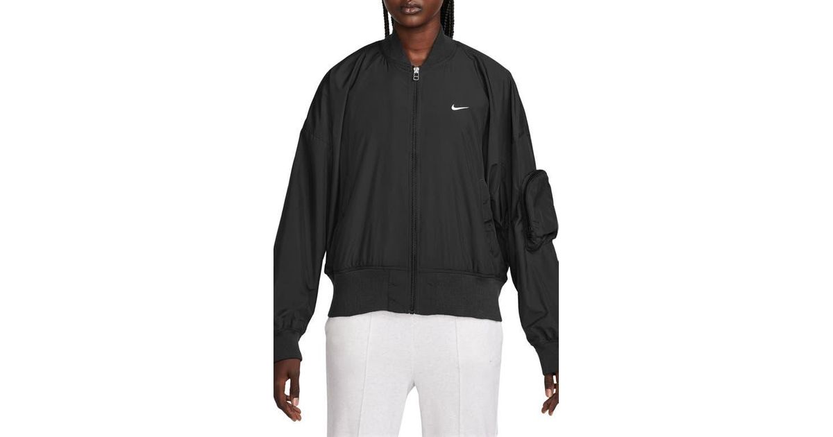 Nike Sportswear Essentials Oversize Bomber Jacket in Black | Lyst