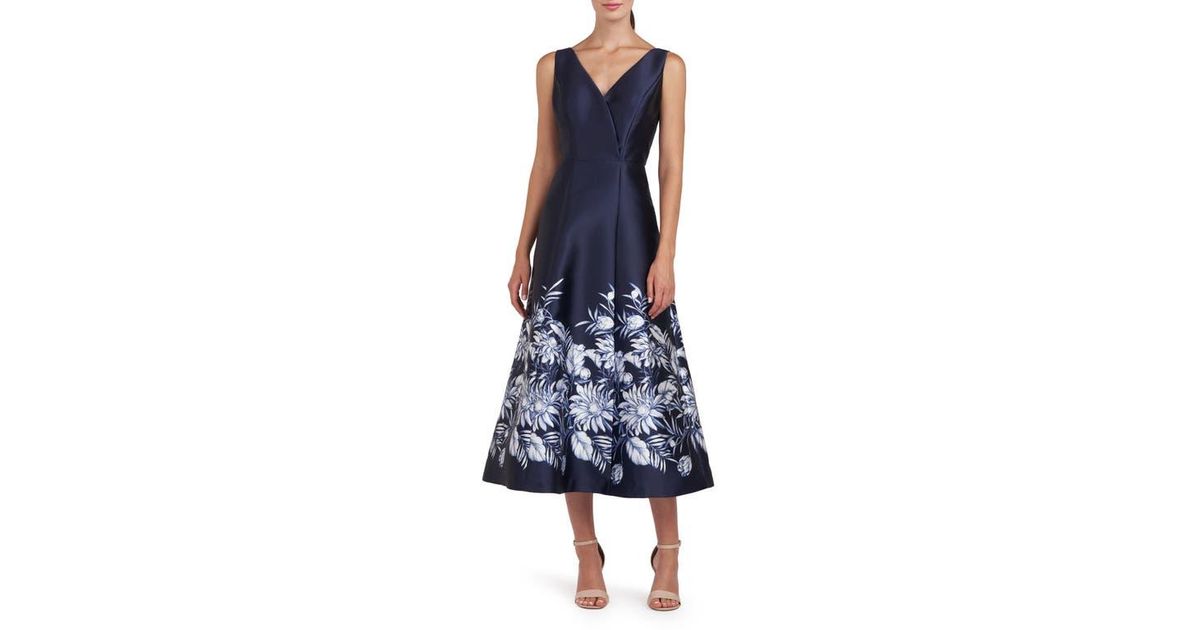 Kay Unger Hattie Floral A-Line Cocktail Dress in Blue | Lyst