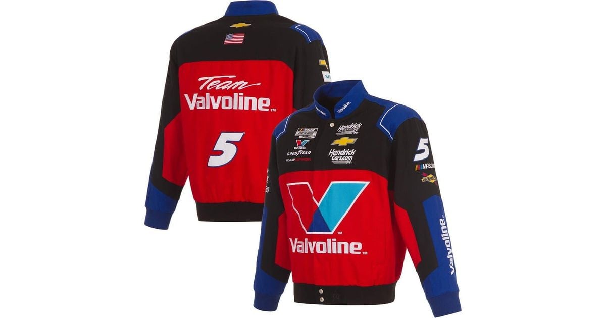 JH Design Kyle Larson Valvoline Full-Snap Twill Uniform Jacket in Red ...