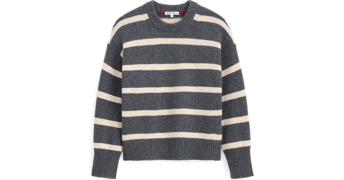 Alex Mill Nottinghill Stripe Merino Wool Blend Sweater in Gray | Lyst