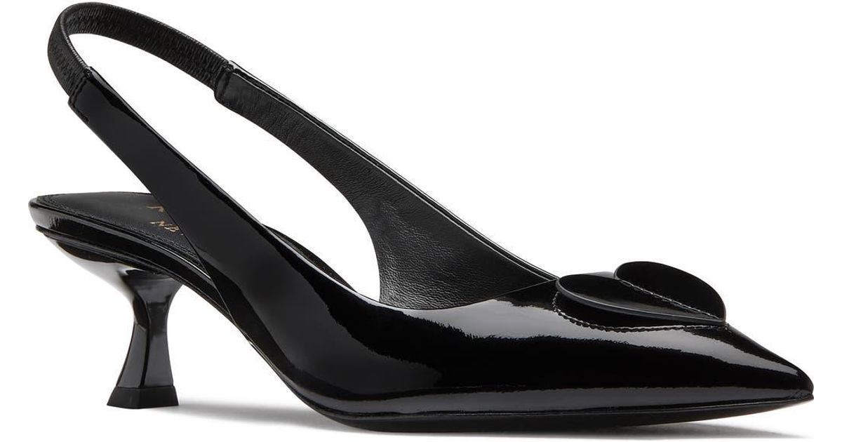 Kate Spade Lover Slingback Pointed Toe Kitten Heel Pump in Black | Lyst