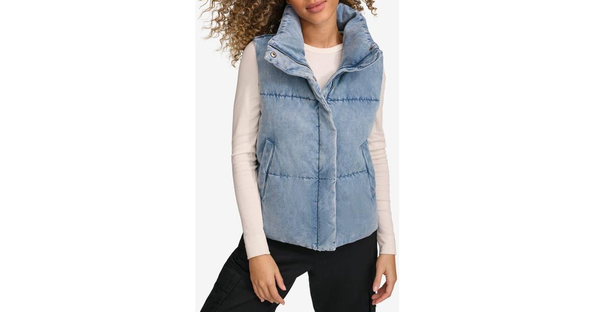 Levi's Denim Puffer Vest in Blue | Lyst