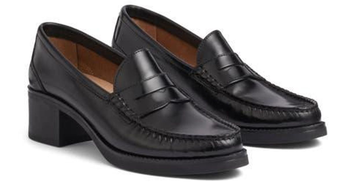 LK Bennett Manon Block Heel Penny Loafer in Black | Lyst