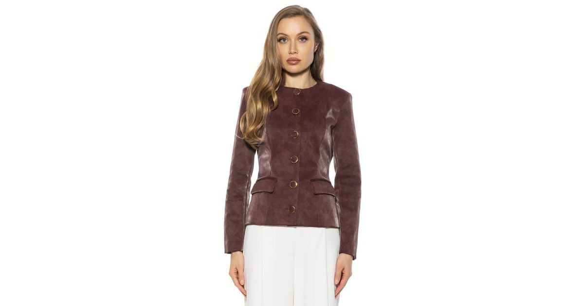 Alexia Admor Brivan Crewneck Classic Blazer in Brown | Lyst