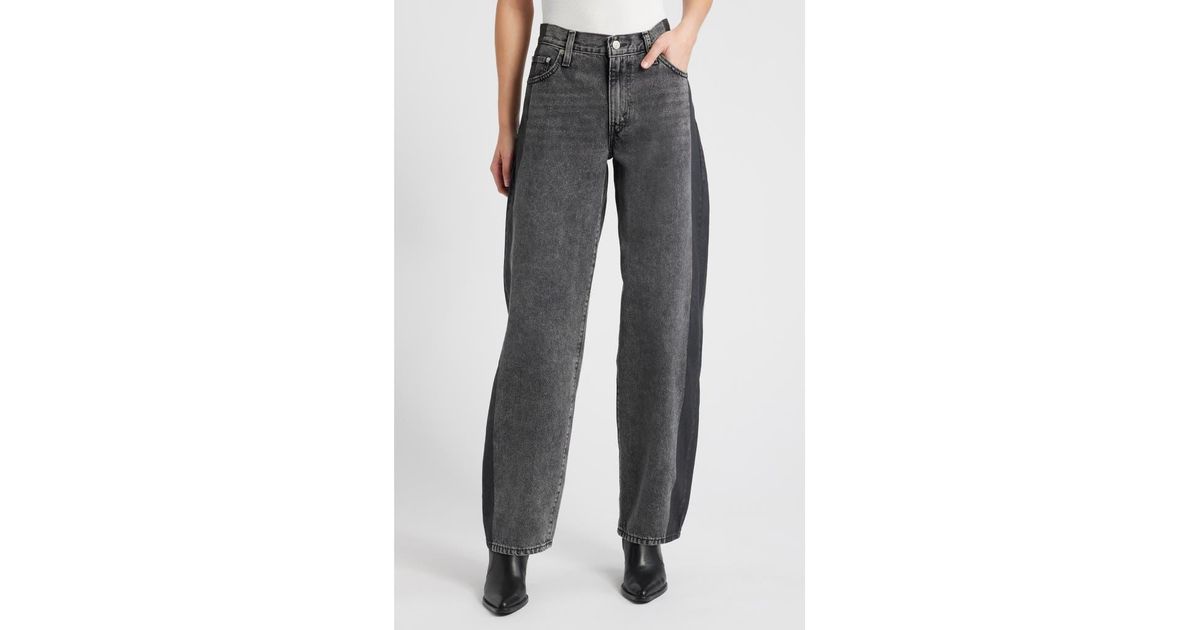 Levi's Stripe Baggy Dad Jeans in Gray | Lyst