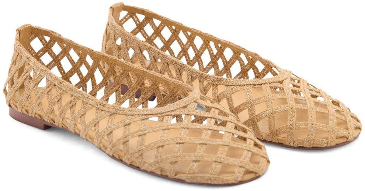 Mango Open Weave Ballet Flat in Natural | Lyst