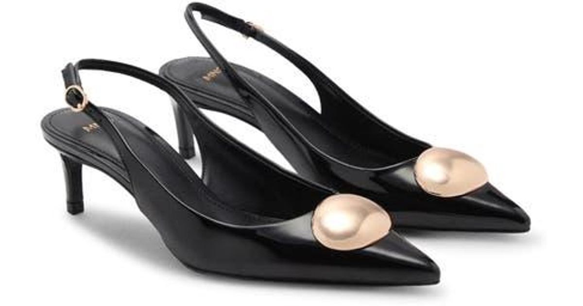 Mango Pointed Toe Kitten Heel Slingback Pump in Black | Lyst