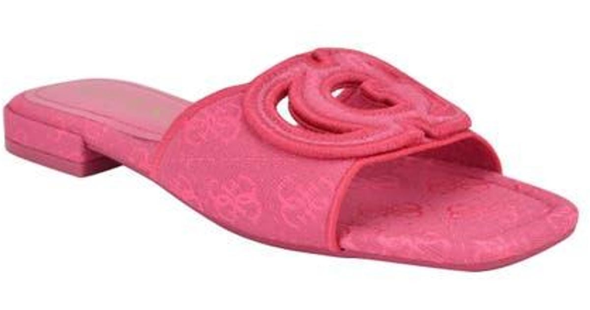 Guess Tarishae Slide Sandal in Pink | Lyst
