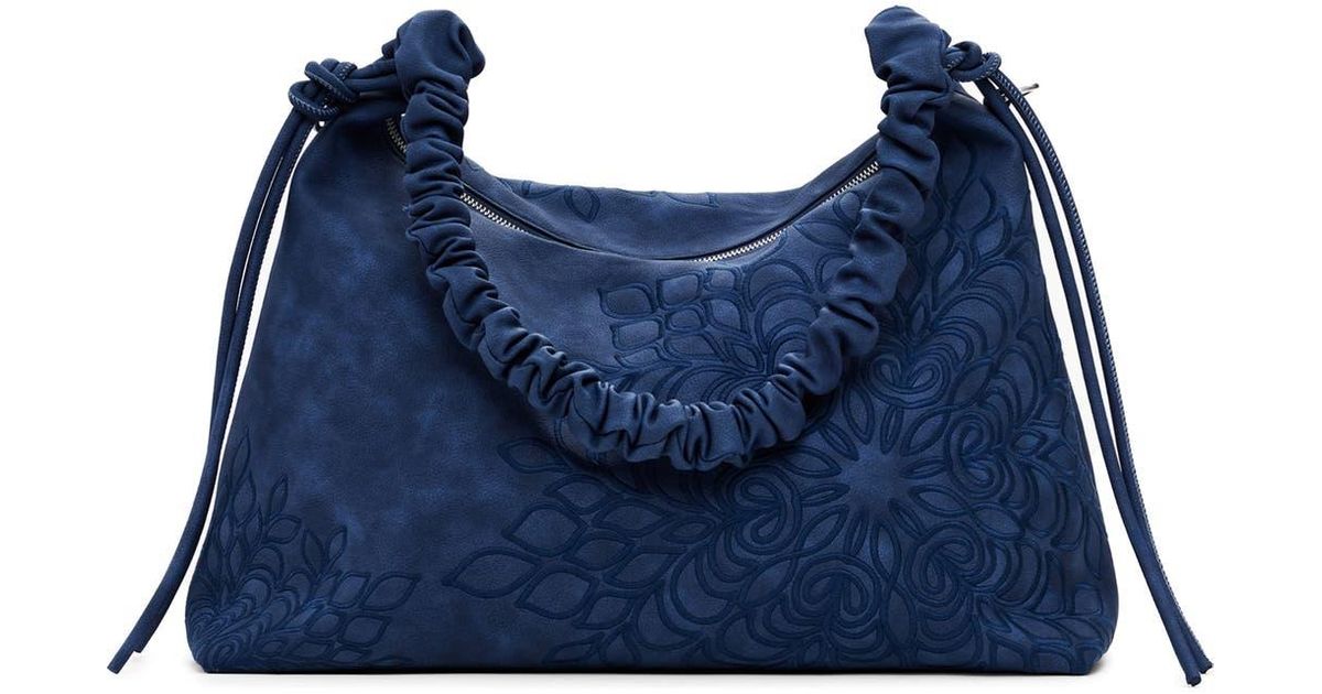 Desigual Mandala Embossed Faux Leather Shoulder Bag in Blue | Lyst