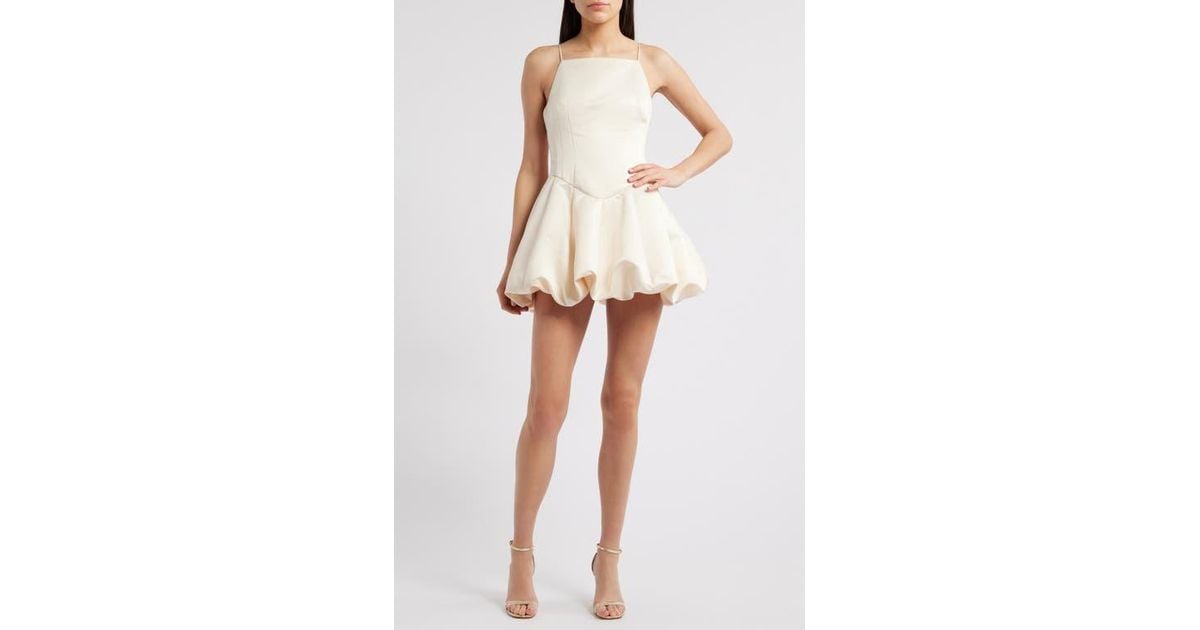 LoveShackFancy Jake Satin Minidress in Natural | Lyst