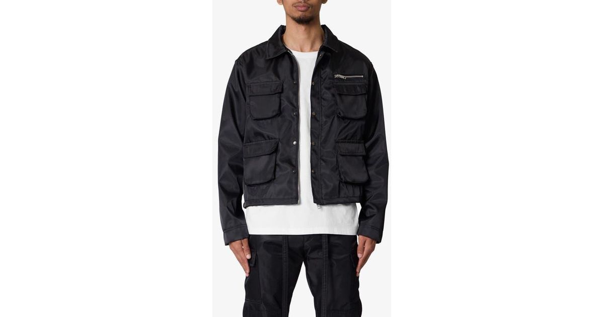 MNML Snap Cargo Work Jacket in Black for Men | Lyst