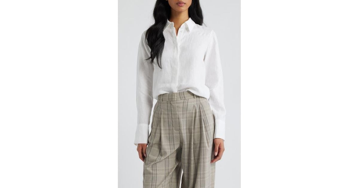 Mango Samara Linen Button-Up Shirt in White | Lyst