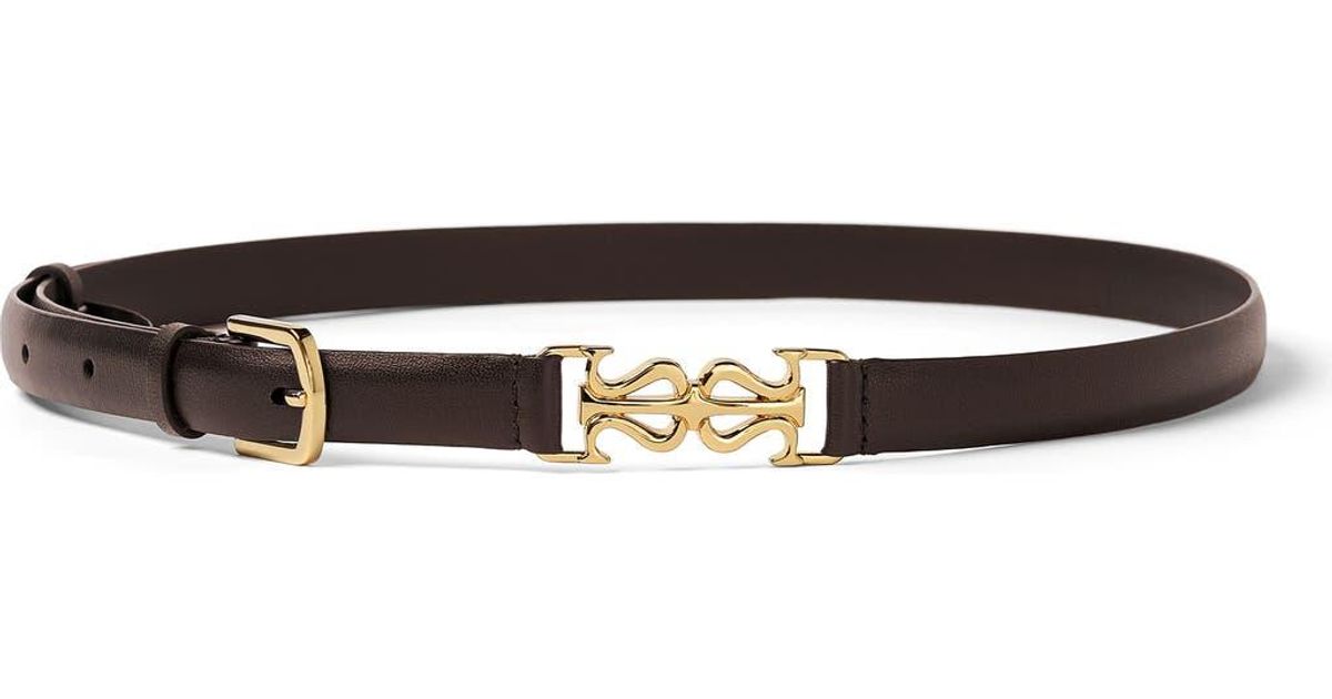 LILYSILK Ls Clasp Leather Skinny Belt in Brown | Lyst