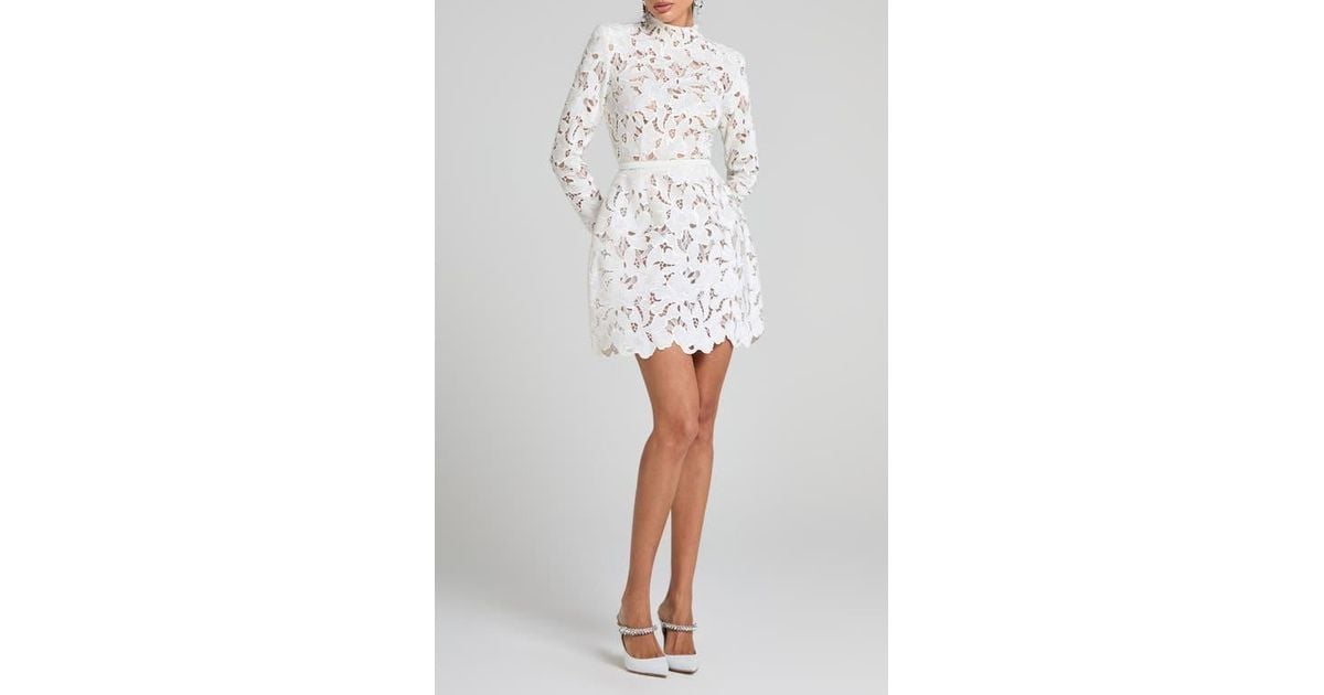 Nadine Merabi Lydia Long Sleeve Lace Cocktail Dress in White | Lyst