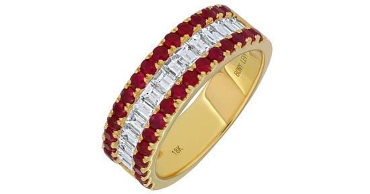 Bony Levy Three-Row Ruby & Diamond Ring | Lyst