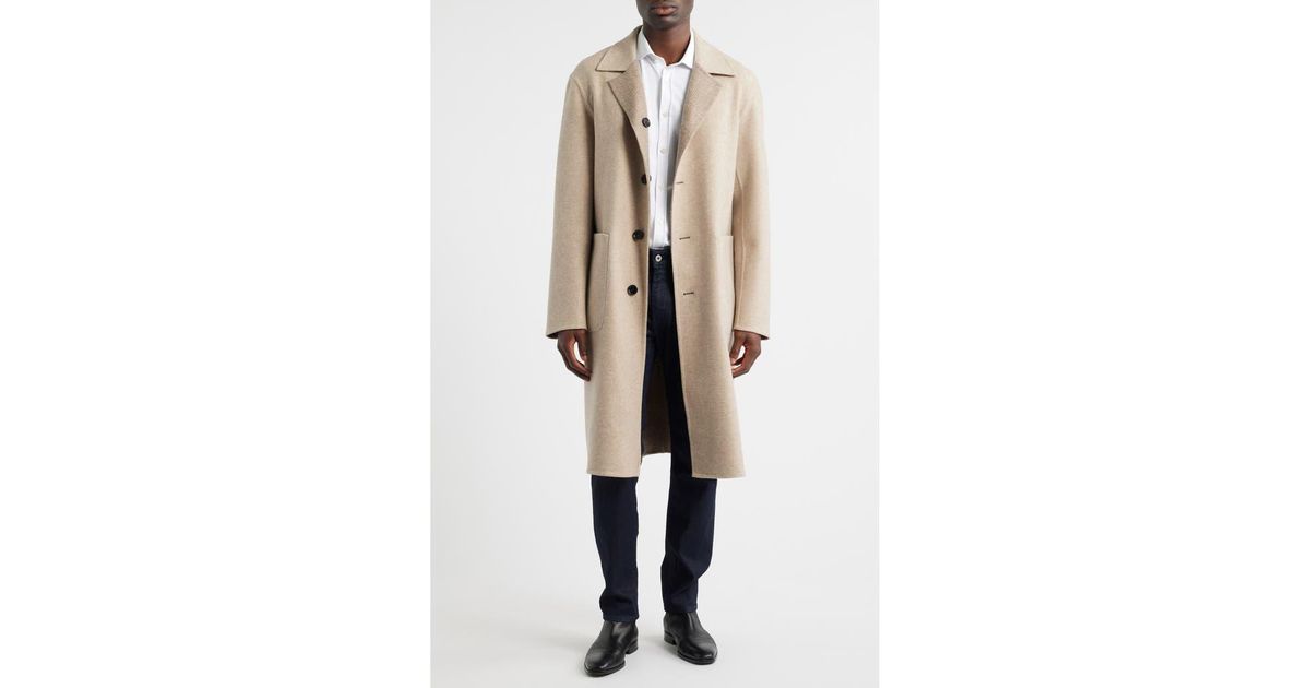 BOSS Reversible Virgin Wool & Cashmere Coat in Natural for Men | Lyst