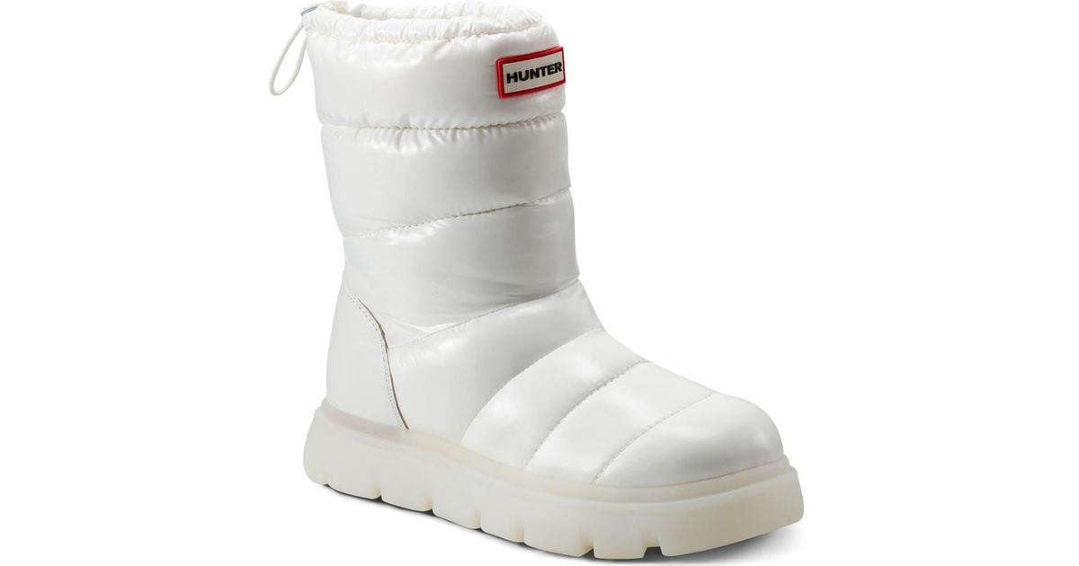 HUNTER Maribel Insulated Waterproof Snow Bootie in White | Lyst