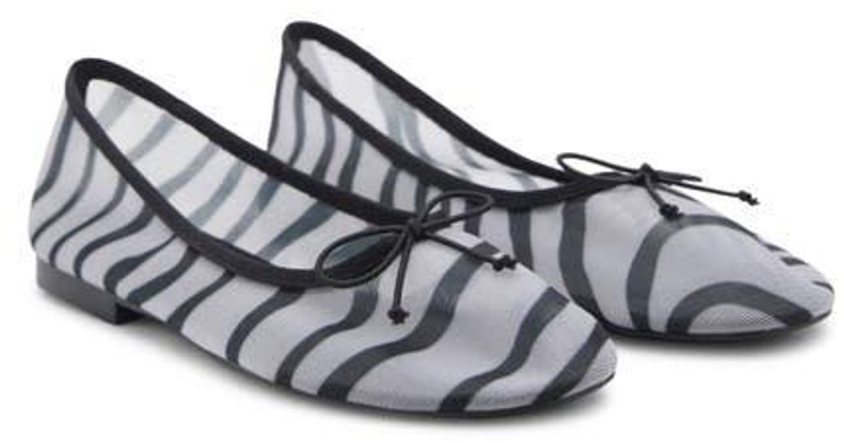 Mango Animal Print Mesh Ballerina Flat in White | Lyst