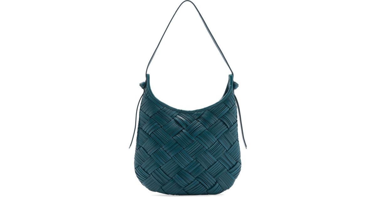 Mango Woven Leather Shoulder Bag in Blue | Lyst
