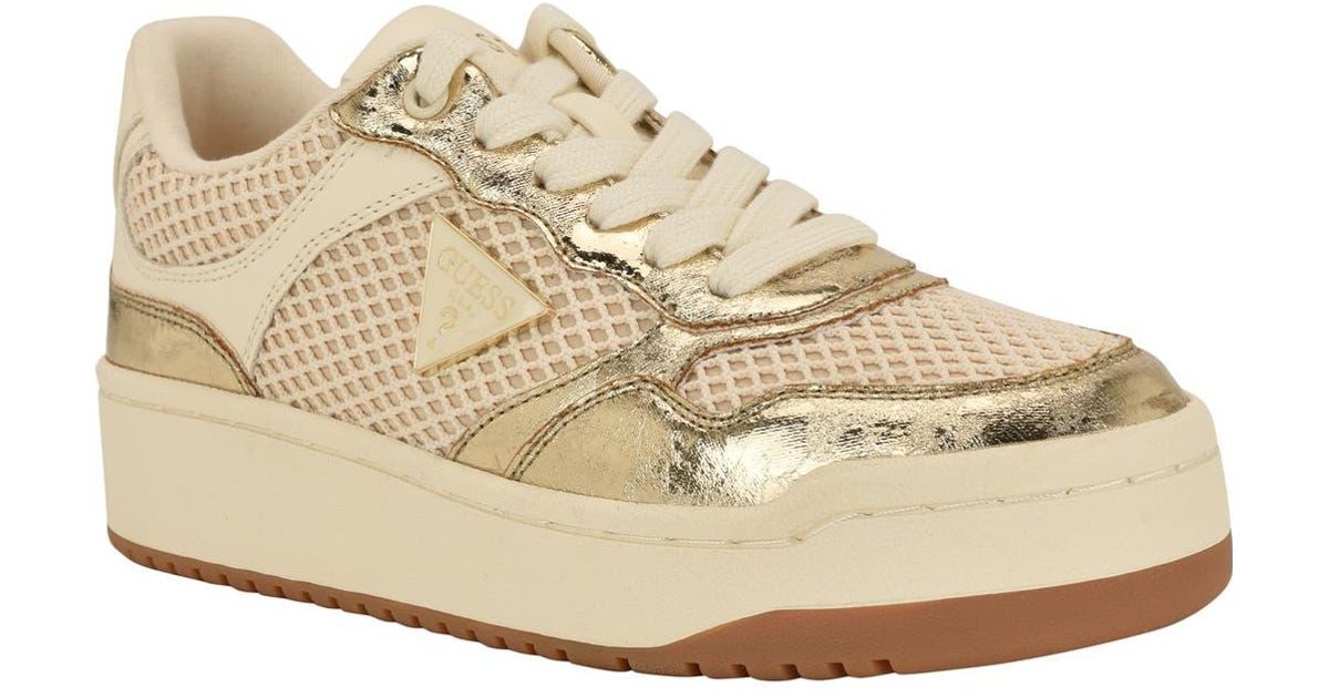 Guess Miram Platform Sneaker in Natural | Lyst