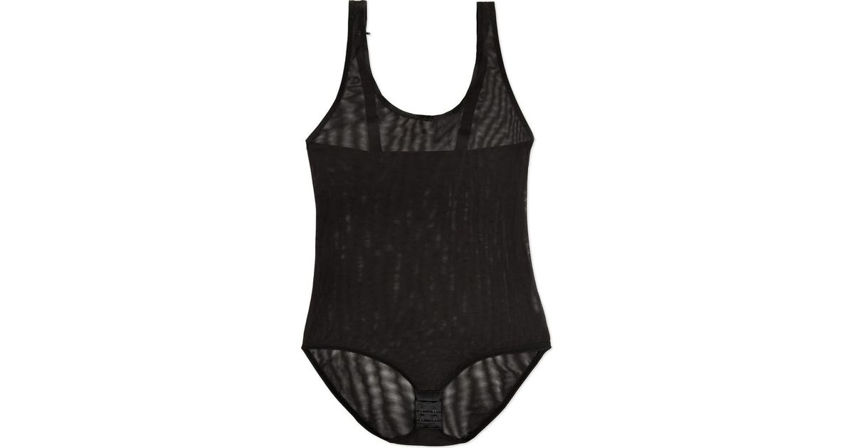 Curvy Couture Sheer Mesh Bodysuit in Black | Lyst