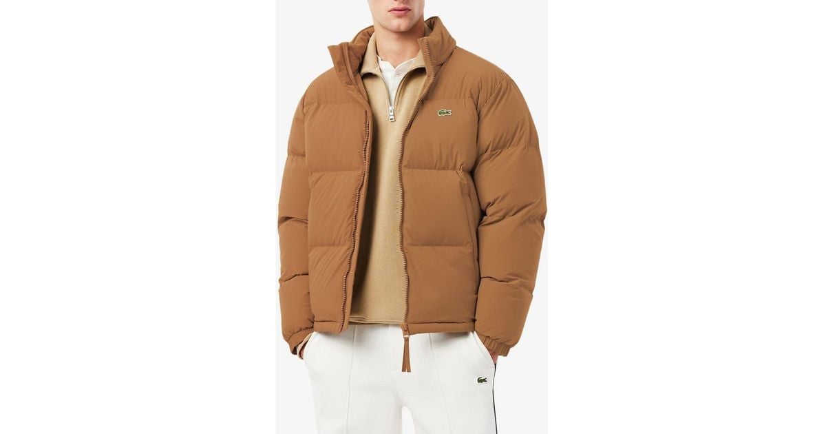 Lacoste Water Repellent Down Puffer Jacket in Brown for Men | Lyst