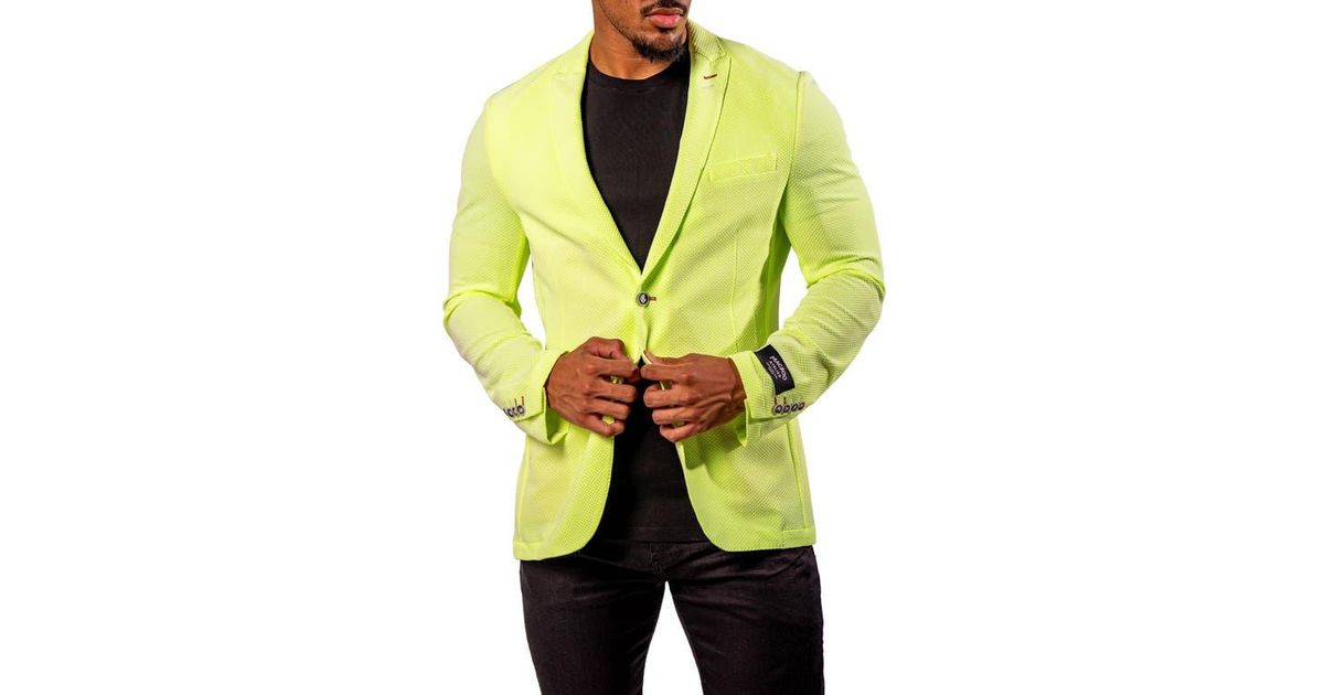 Maceoo Neon Unconstructed Knit Blazer in Yellow for Men | Lyst