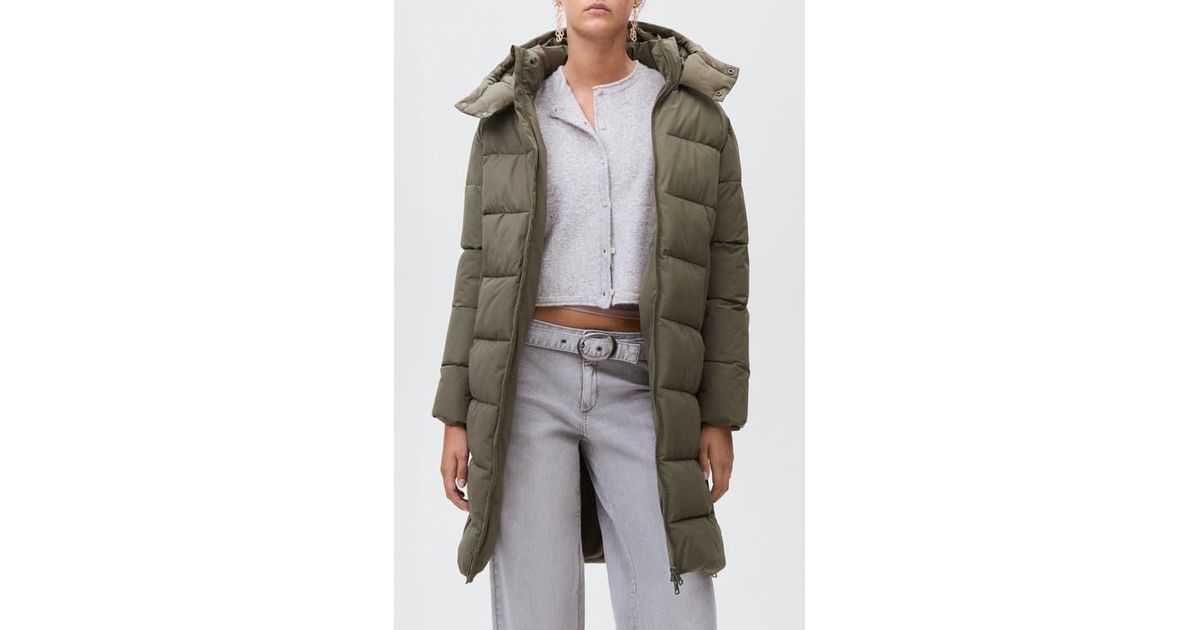 MANGO TEEN Hooded Puffer Coat in Gray | Lyst