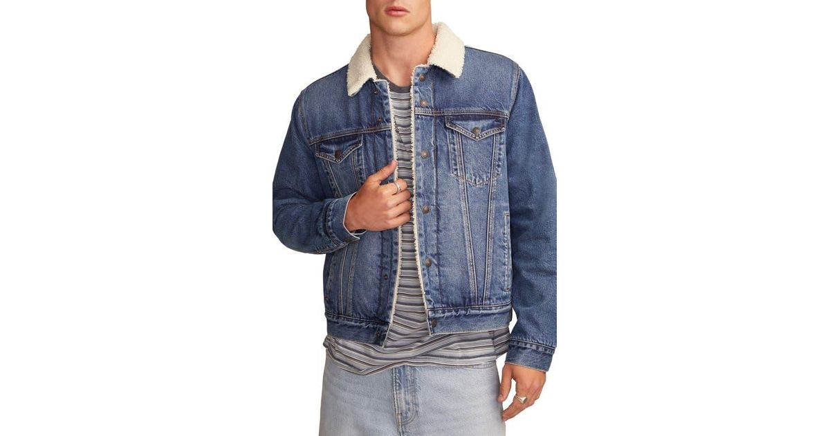 Lucky Brand Denim Jacket With Faux Shearling Lining in Blue for Men | Lyst