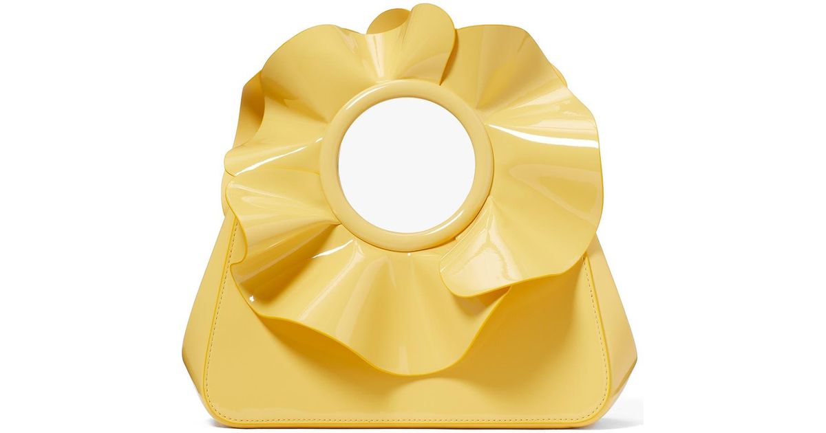 Kate Spade Flora Faux Patent Leather Crossbody Bag in Yellow | Lyst