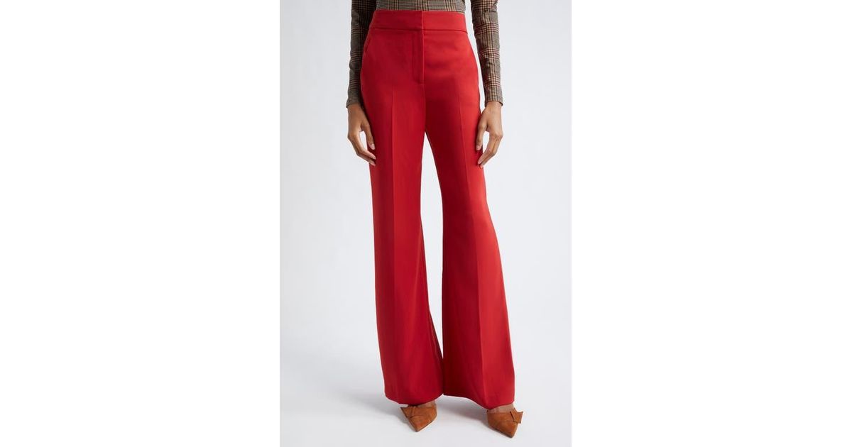 Veronica Beard Lebone Flare Leg Pants in Red | Lyst