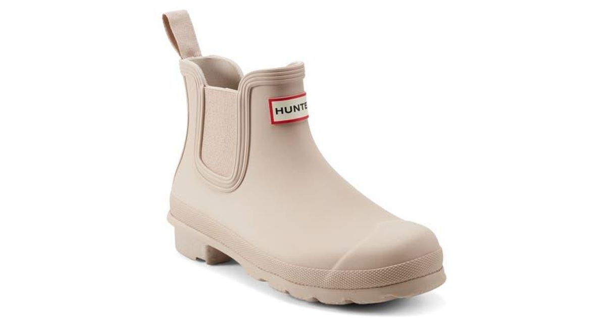 HUNTER Original Waterproof Chelsea Rain Boot in Natural | Lyst