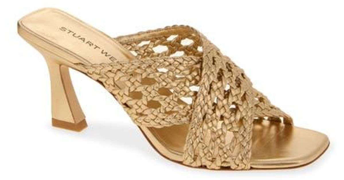 Stuart Weitzman Thea Slide 75 Sandal in Metallic | Lyst
