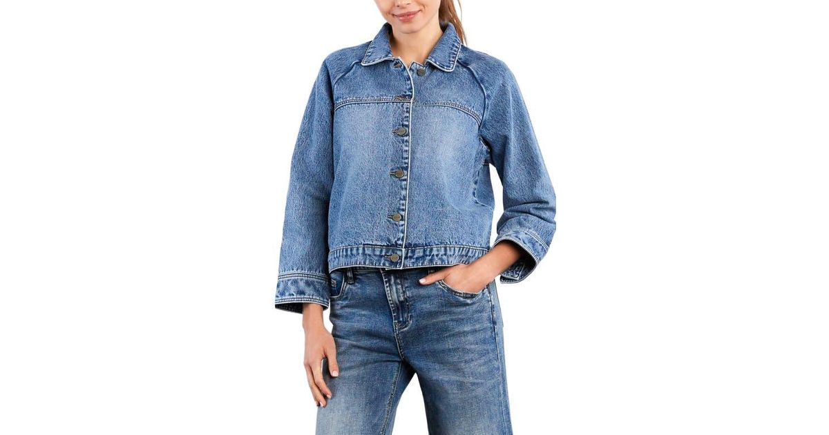 HINT OF BLU Boxy Denim Jacket in Blue | Lyst