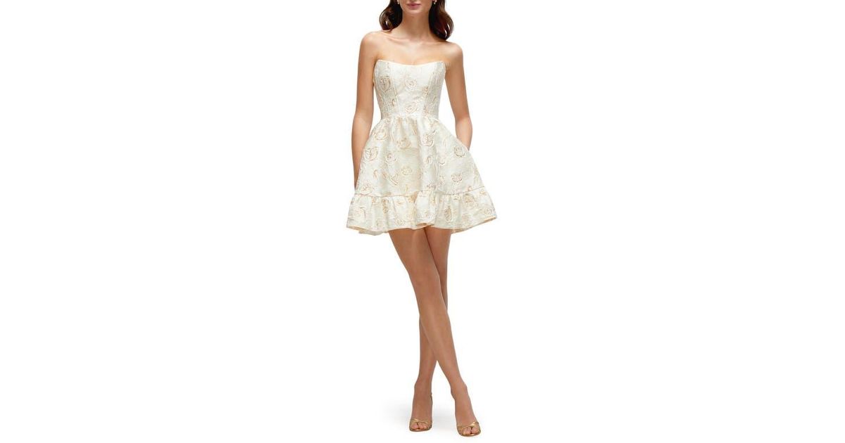 The Dessy Group Cat Eye Jacquard Corset Minidress in Natural | Lyst