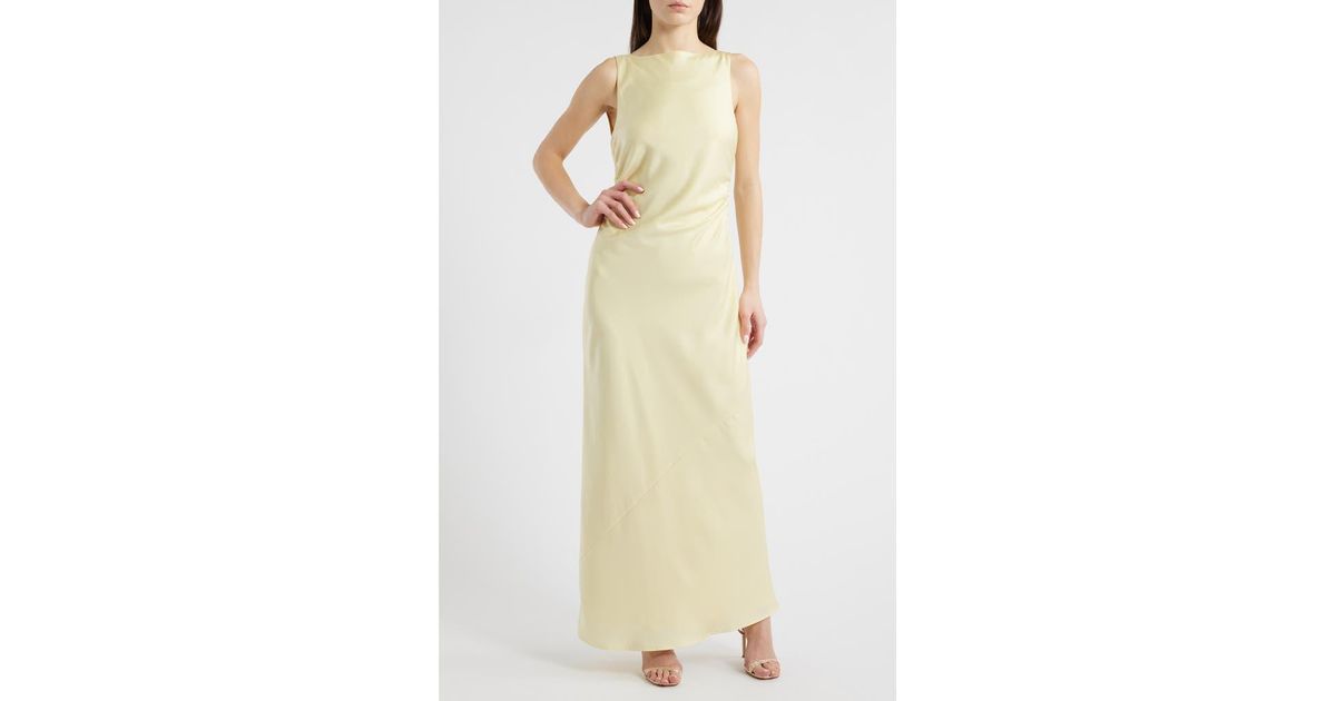 Wayf Isadora Open Cowl Back Cocktail Dress in Yellow | Lyst