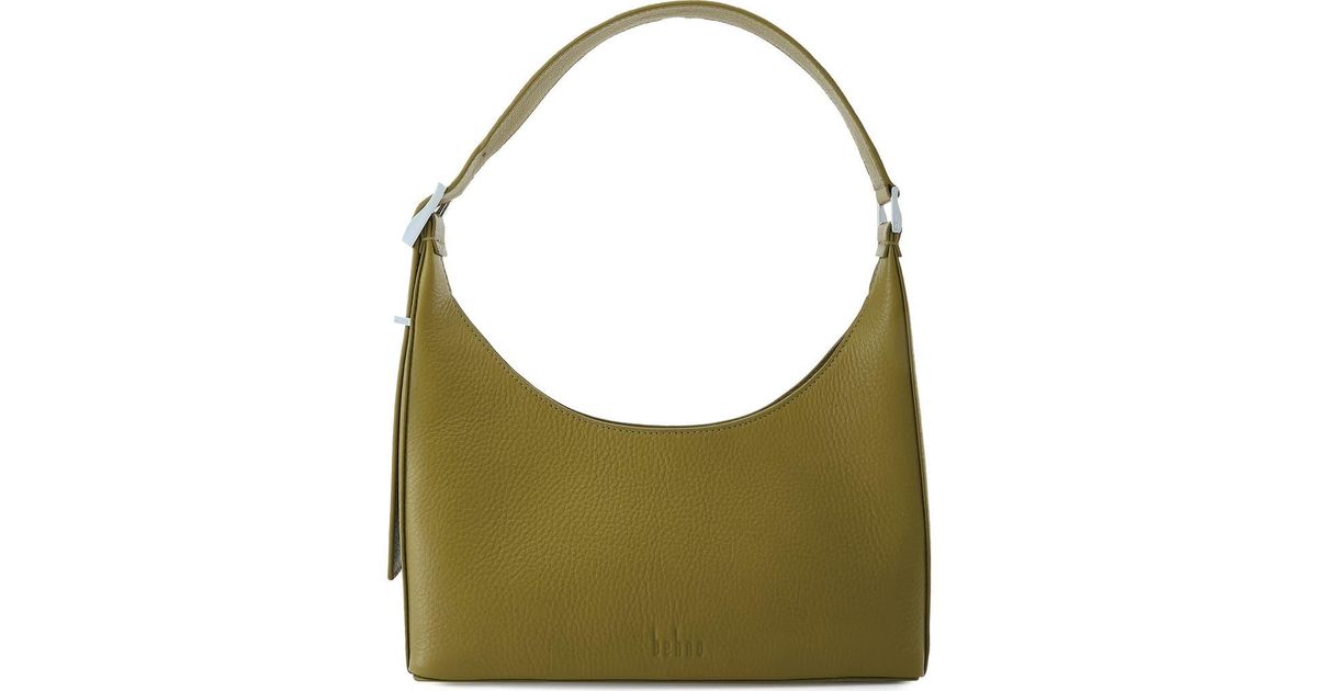 BEHNO Danny Flatiron Pebble Leather Shoulder Bag in Green | Lyst
