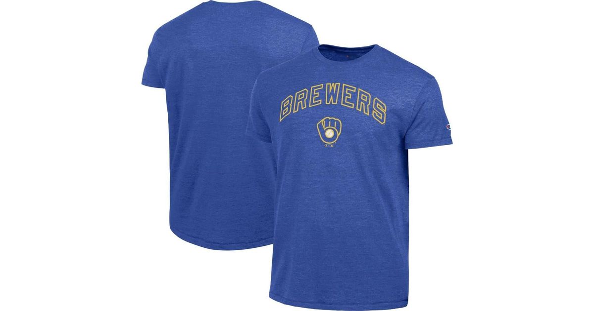 Champion Milwaukee Brewers Cooperstown Wordmark Lockup Tri-Blend T ...