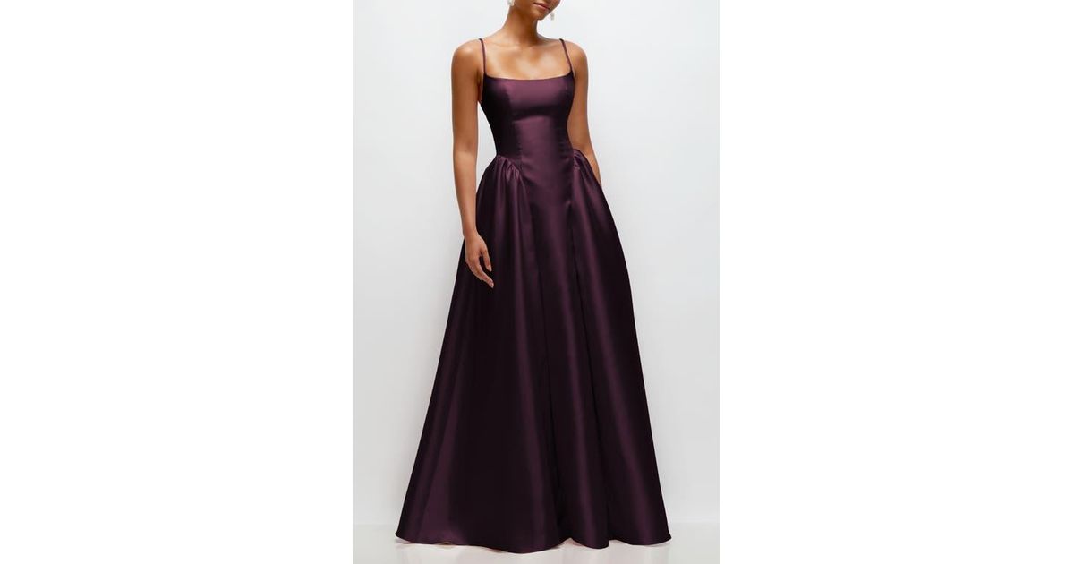 The Dessy Group Sleeveless Satin Gown in Purple | Lyst