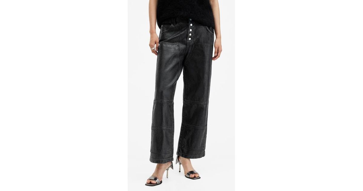 AllSaints Tay Straight Leg Carpenter Jeans in Black | Lyst