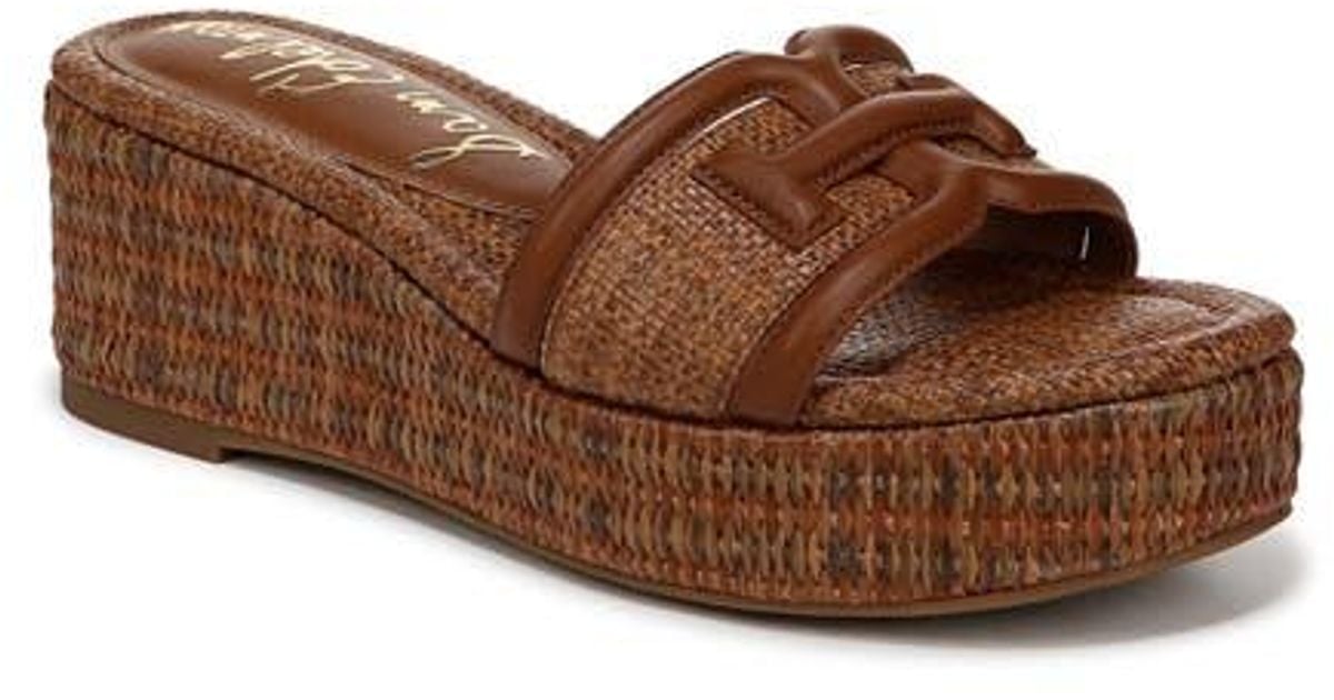 Sam Edelman Pauleena Platform Wedge Slide Sandal in Brown | Lyst