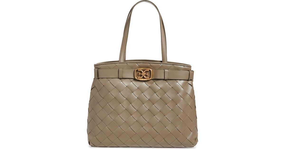 Sam Edelman Cleo Woven Leather Tote in Brown | Lyst