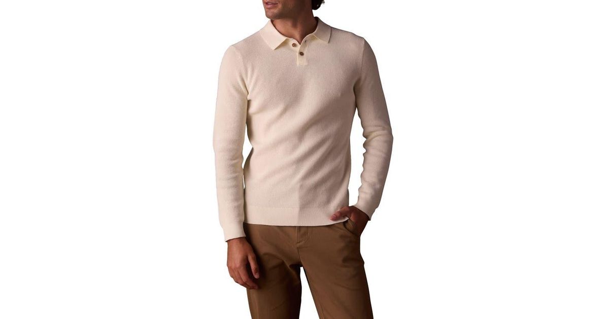 The Normal Brand Robles Long Sleeve Waffle Cotton Polo Sweater in ...