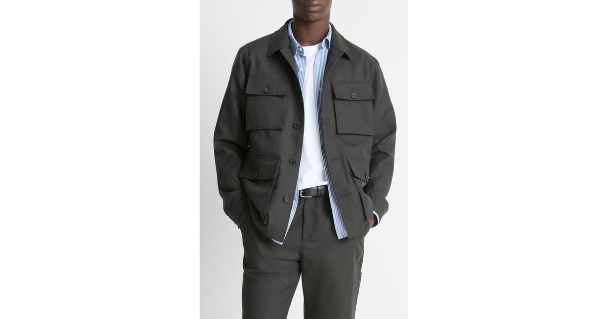 Vince Tropical Wool Field Jacket in Black for Men | Lyst