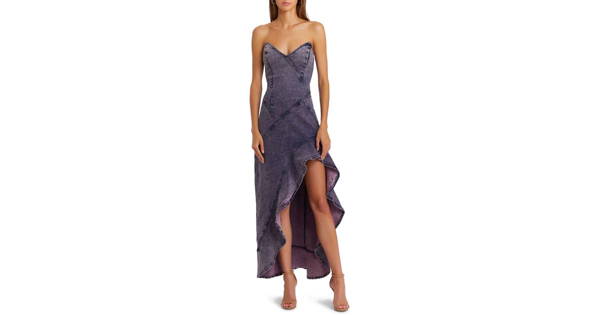 Amanda Uprichard Symone Strapless Denim Dress In Blue Lyst